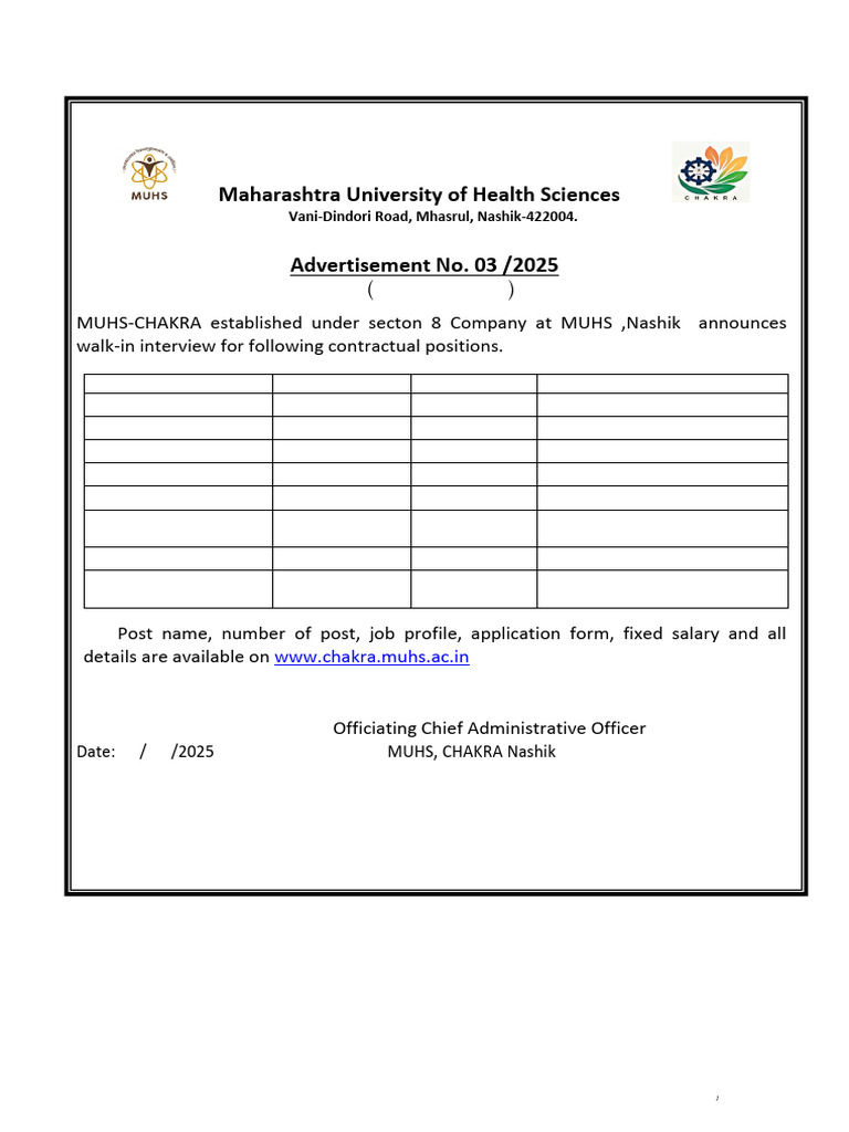 MUHS Nashik Walk-in Interviews 2025 | PDF | Mentorship | Simulation