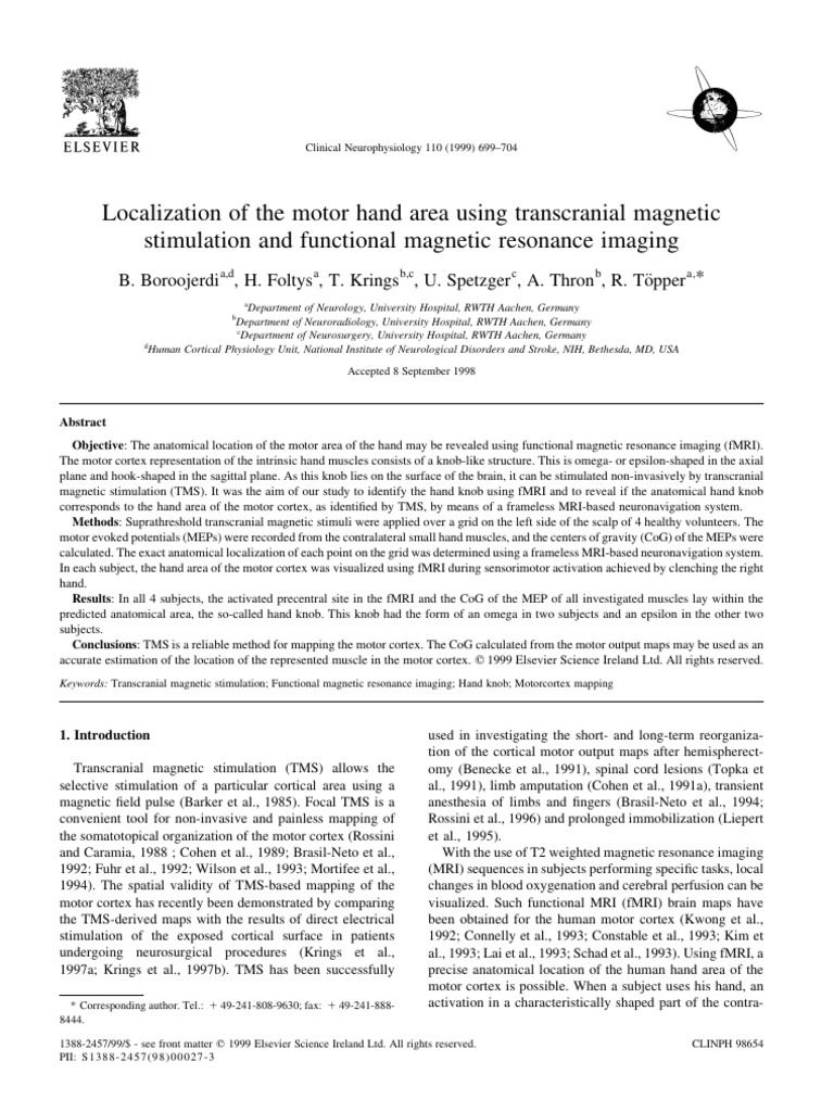 Boroojerdi Et Al. - 1999 - Localization of The Motor Hand Area Using Transcranial Magnetic ...