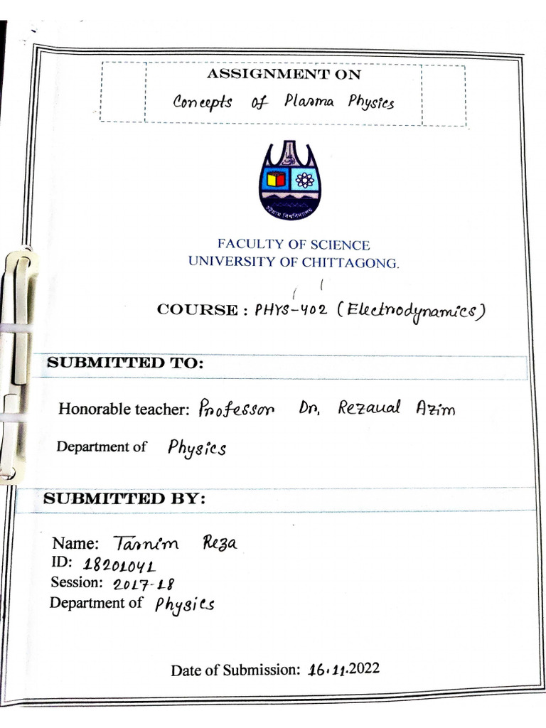 402 - Plasma Physics (7) Tasnim | PDF