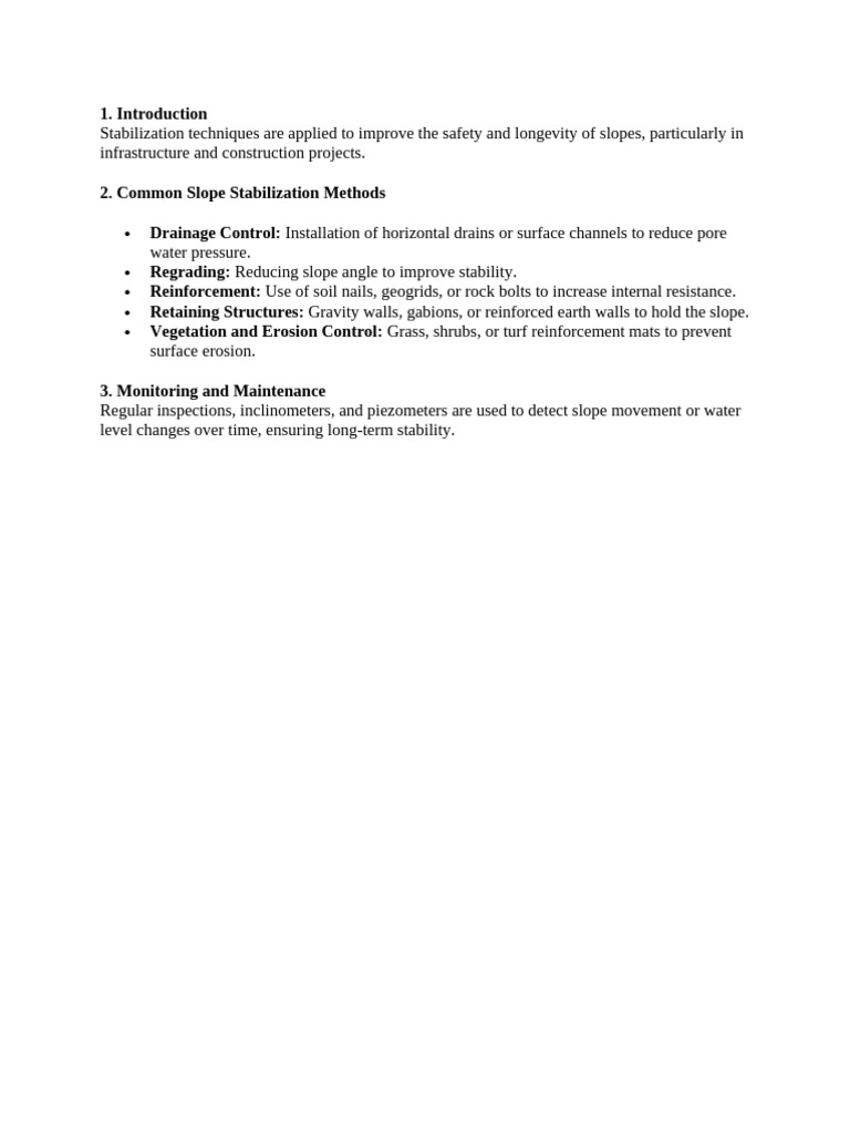 Slope Stabilization Techniques | PDF