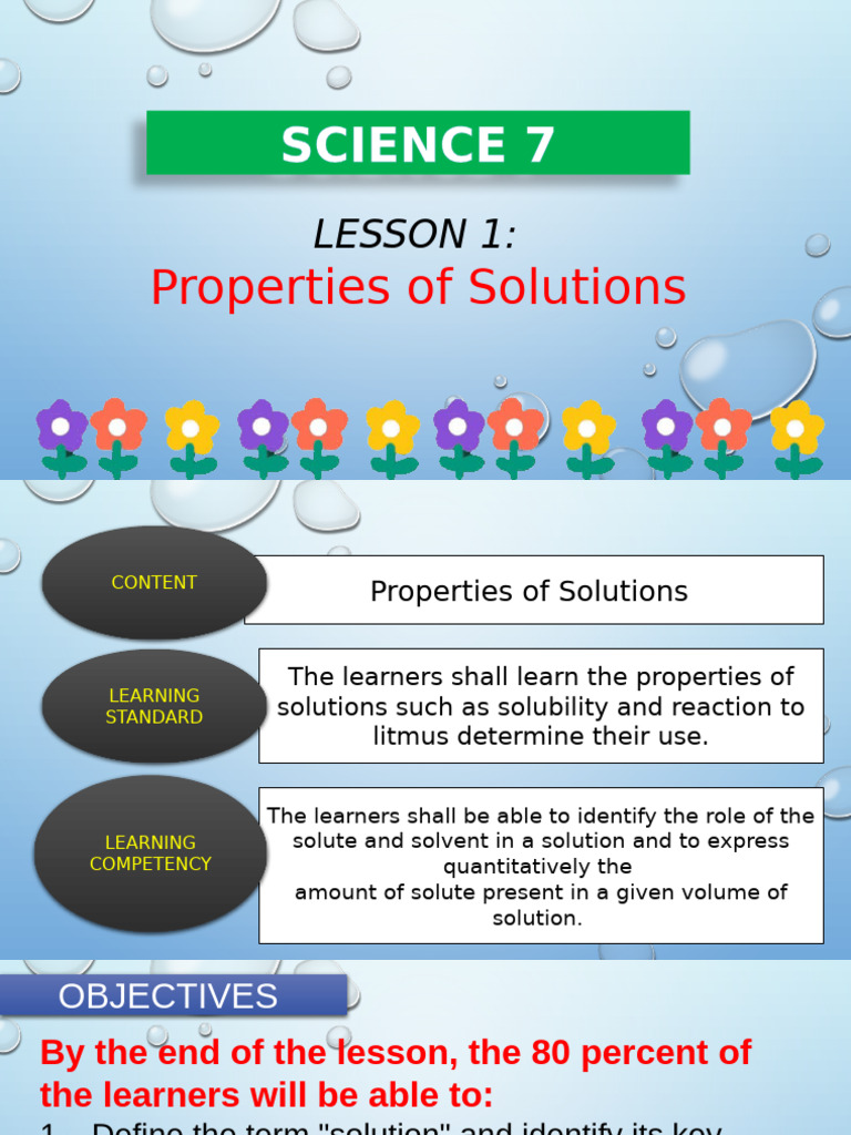 Science 7 Quarter 1 Lesson 8.1 | PDF | Solubility | Chemistry