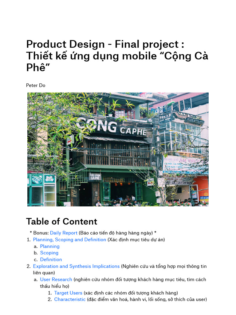 Product Design Final-project Thiết Kế Ứng Dụng Mobile Cộng Cà Phê | PDF