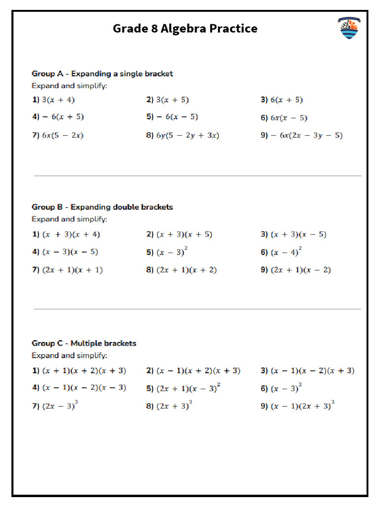 Gr8 Algebra Practice-2 | PDF