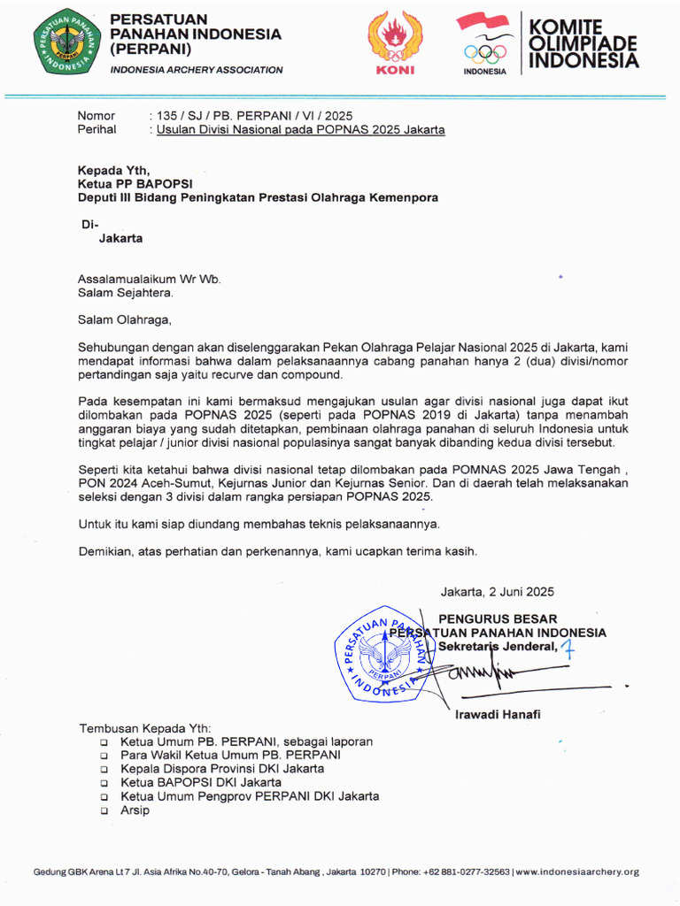135 Surat Ke PP Bapopsi Usulan Div Nasional (POPNAS 2025) | PDF