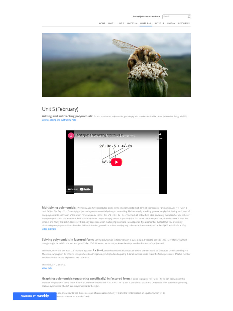 Shermanalgebra Weebly Com Units 5 - 6 HTML | PDF | Quadratic Equation | Factorization