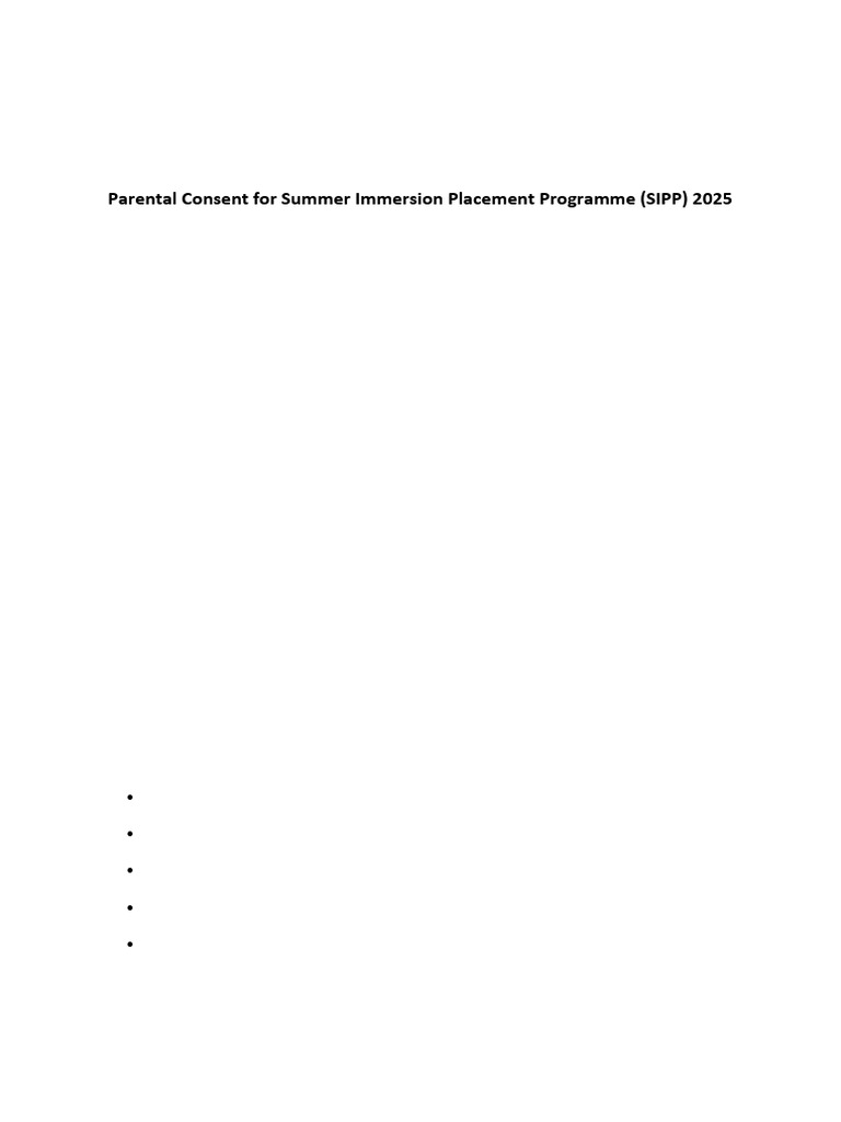 SIPP 2025 - Parental Consent Form | PDF