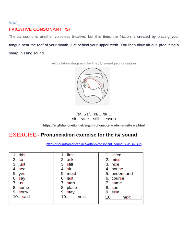 Understanding Fricative Sounds /s/ and /z/ | PDF | Phonetics