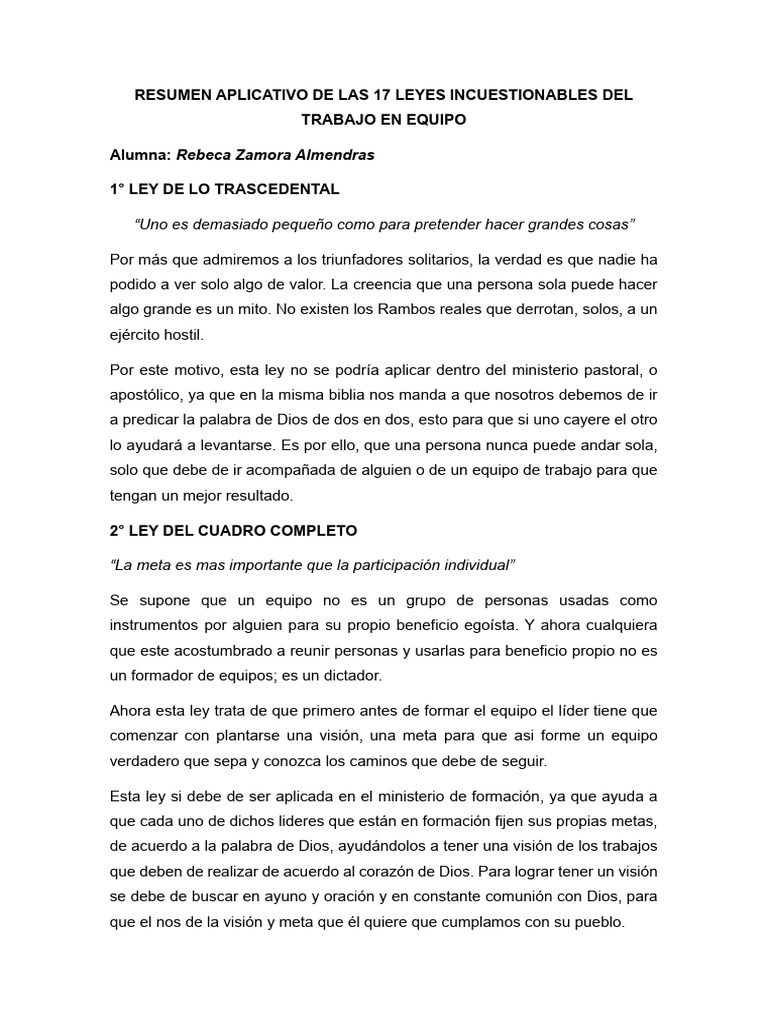 17 Leyes Aplicadas en El Ministerio - Rebeca Zamora | PDF | Cristo ...