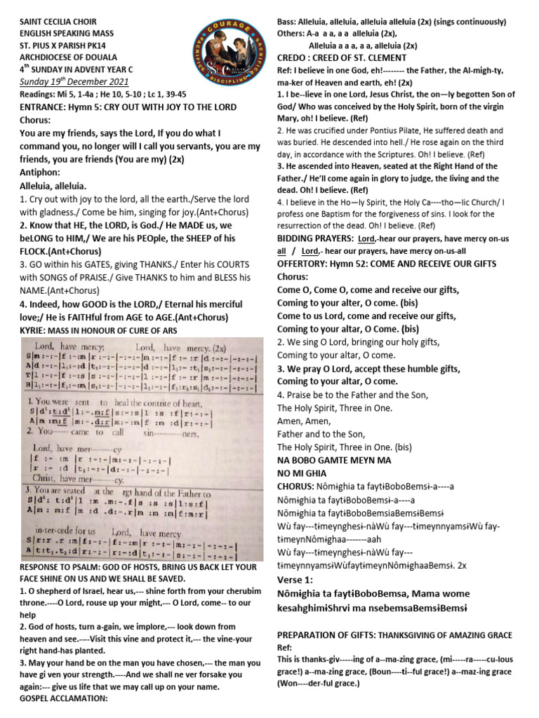 4th Sunday in Advent Year C | PDF | Prayer | Christian Worship And Liturgy