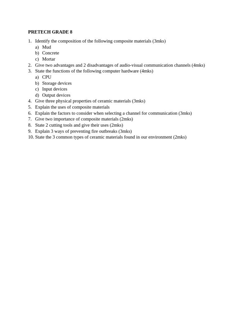 Pretech Grade 8 | PDF