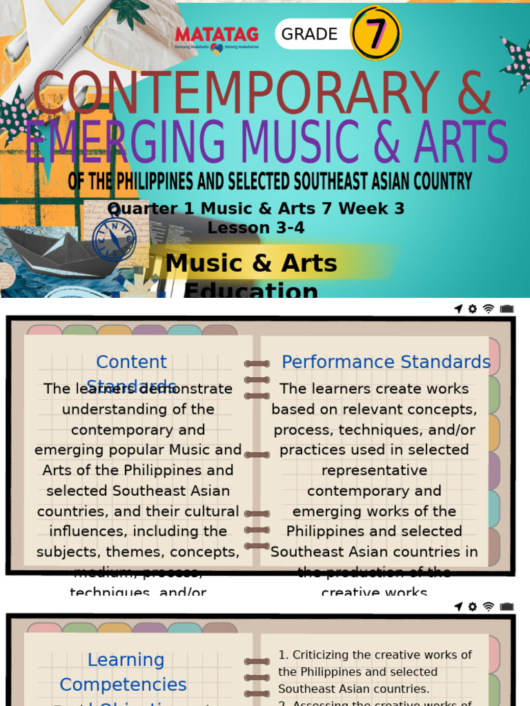 q1 PPT - Music and Arts 7 - Week 3 - Lesson 4-5 | PDF | Weaving