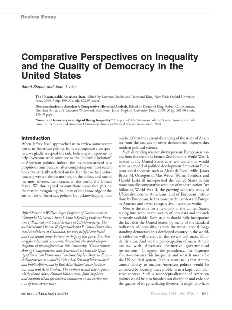Stepan and Linz - US Democracy | PDF | Economic Inequality ...