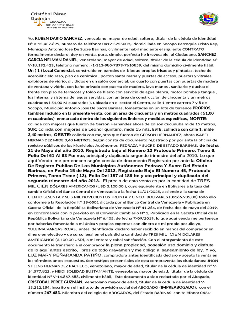 13.cmpra Vnta de Csa Nelman Daniel Sanche | PDF | Venezuela