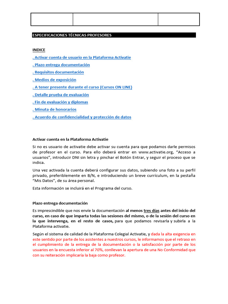 Especificaciones Tecnicas Profesores Activatie | PDF | Informática