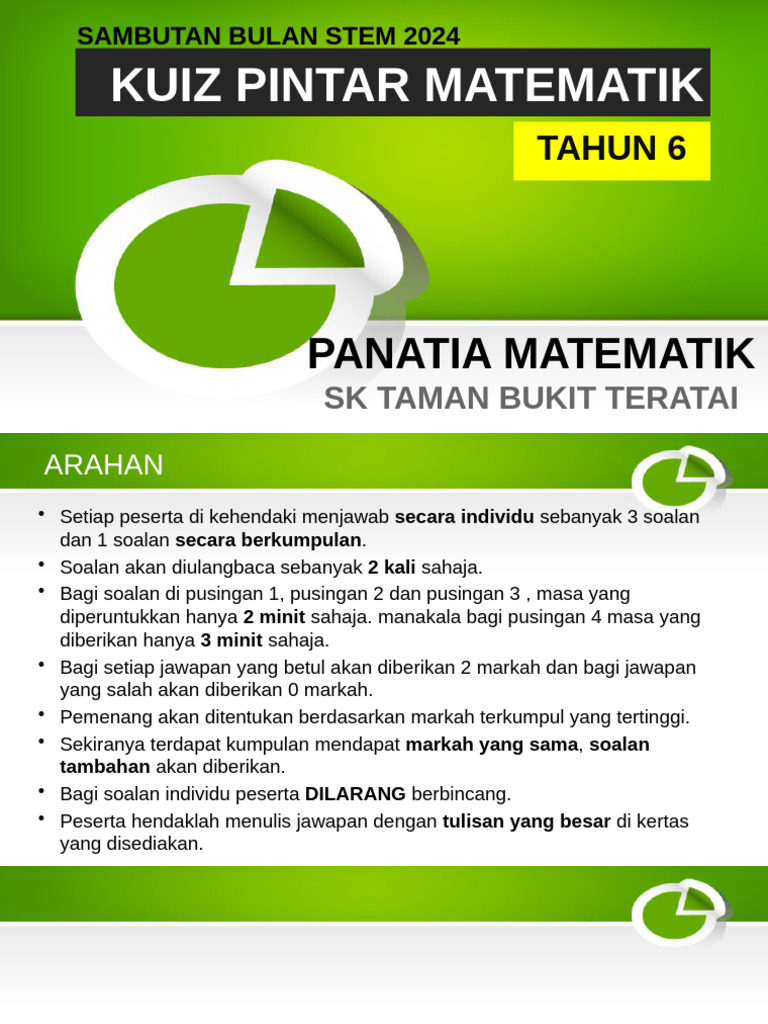 Kuiz Matematik Tahun 6 SKTBT | PDF