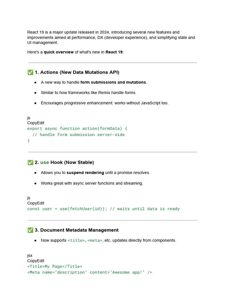 React 19: Key Features & Migration Guide | PDF