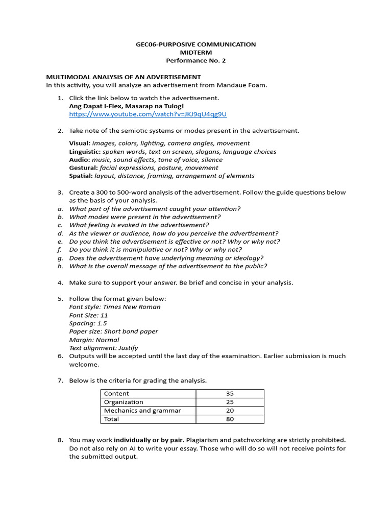 Advertisement Analysis Assignment | PDF