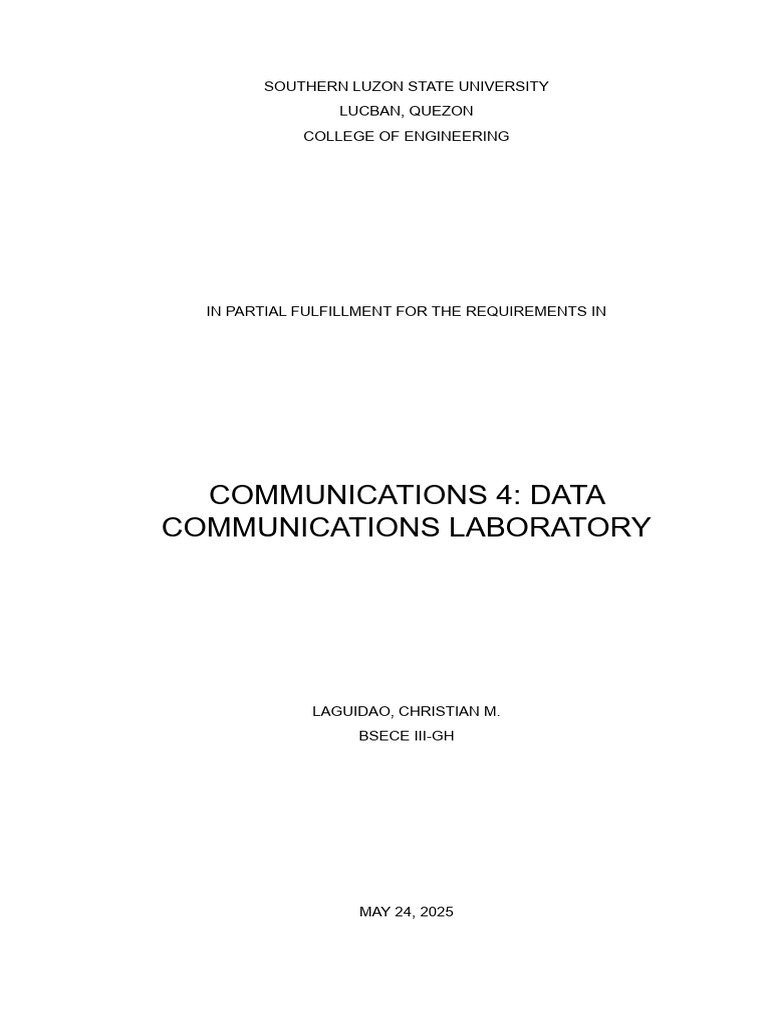 Data Communications Laboratory Activities | PDF | Computer Network ...