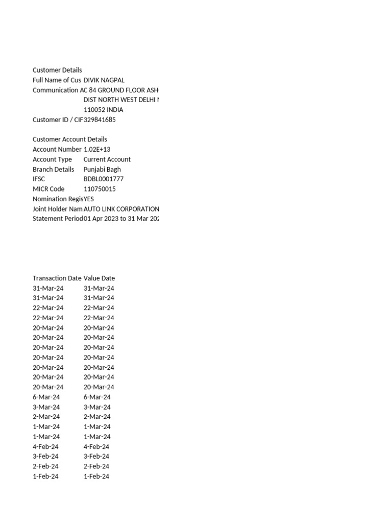 Bandhan Statement 23-24 | PDF | Money | Banking
