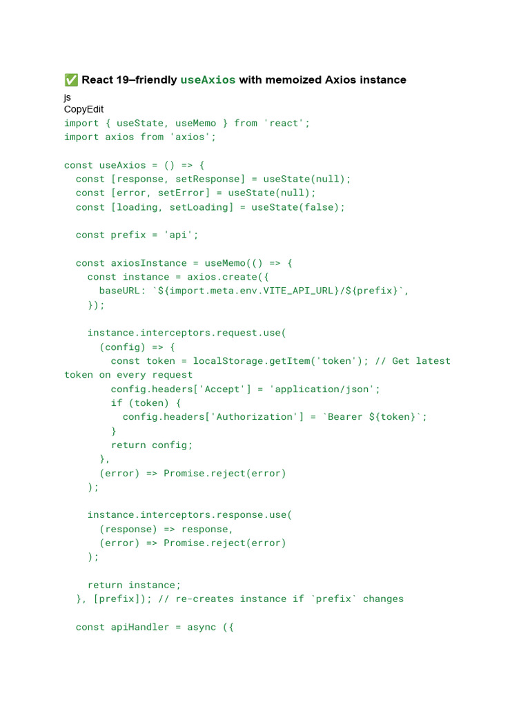 Custom UseAxios Hook | PDF