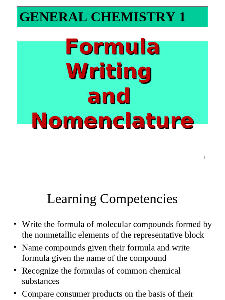 Formula Writing and Nomenclature | PDF | Ion | Acid
