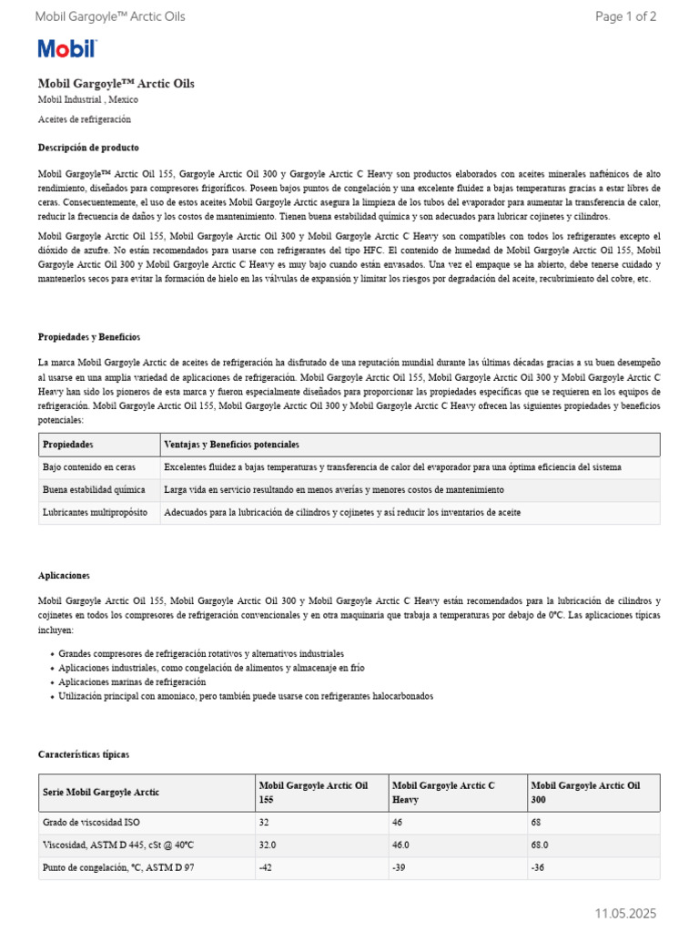 GL XX Mobil Gargoyle Arctic Oils | PDF | Refrigeración | Exxon Mobil