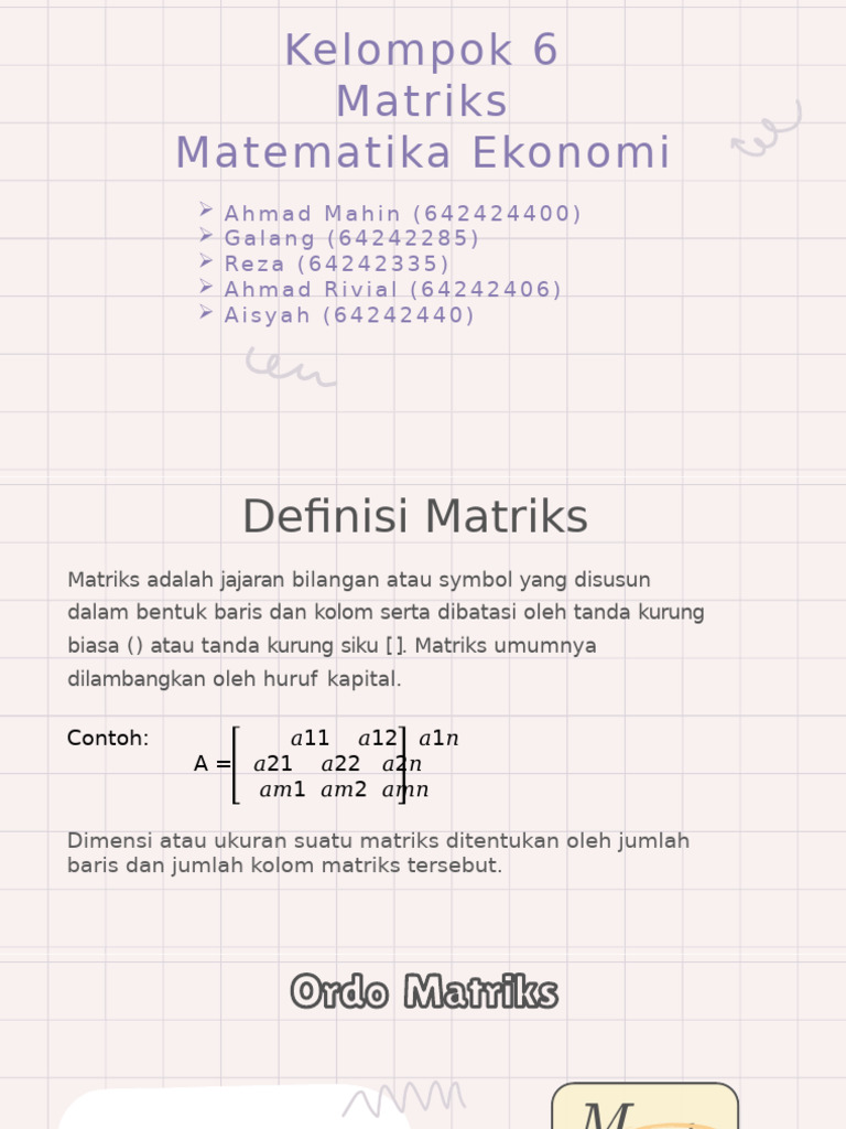 Matriks Matematika Ekonomi | PDF