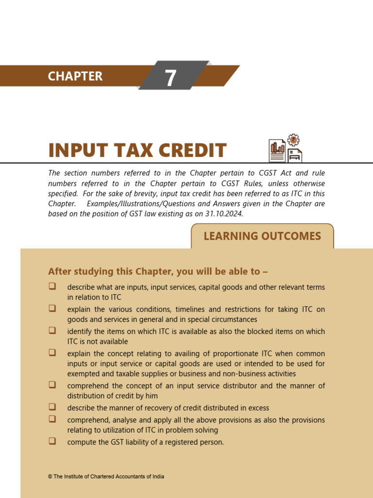 Itc Icai Unlocked | PDF | Value Added Tax | Taxes