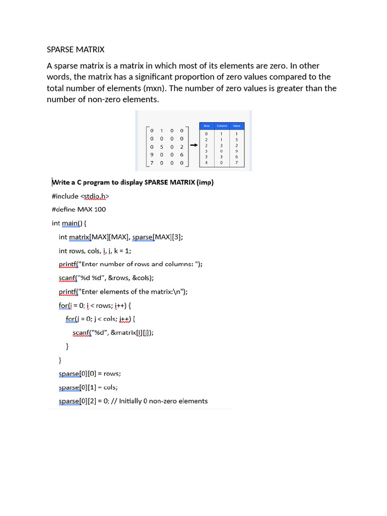 Sparse Matrix | PDF