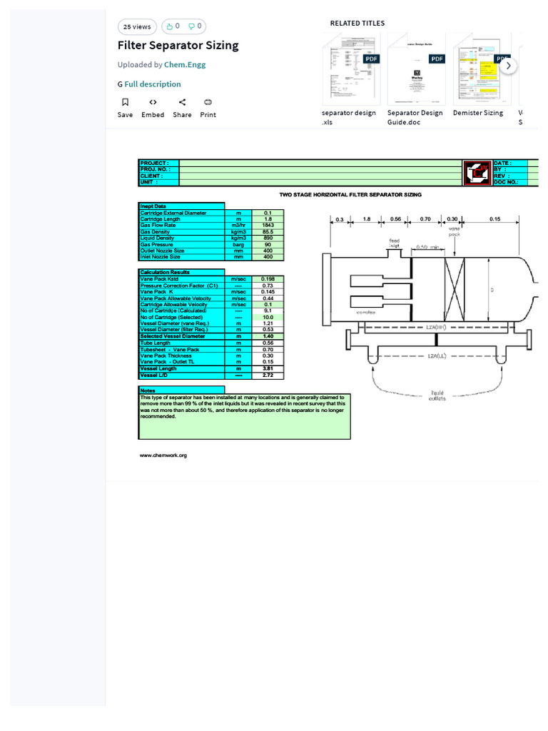 PDF Filter Separator Sizing Compress | PDF | Flow Measurement | Fluid Mechanics