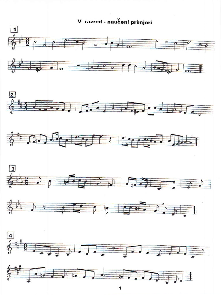 Ispitni Primjeri Za Solfeggio 5.r. Osnovne Glazbene Škole3 | PDF