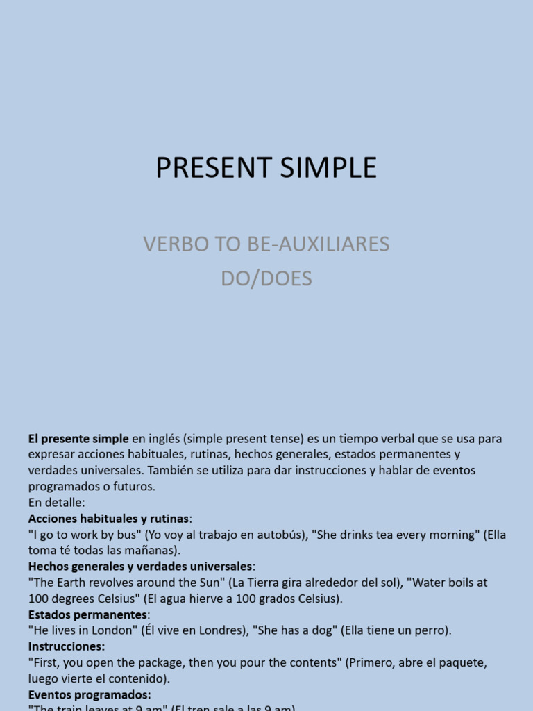 Uso y formación del presente simple en inglés | PDF | Verbo | Mecánica ...