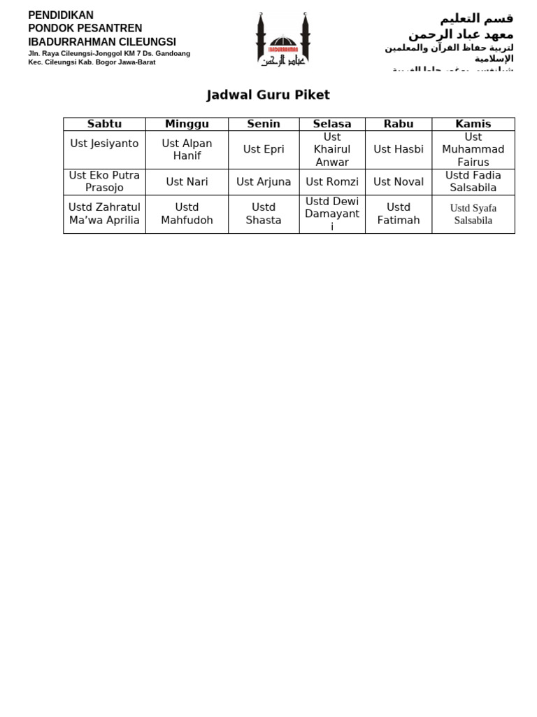 Jadwal Guru Piket 2024 | PDF