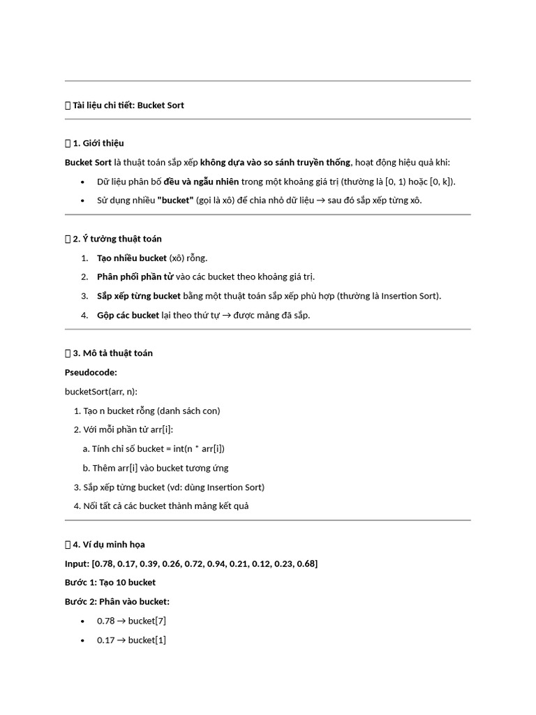 Thuat Toan Bucket Sort | PDF
