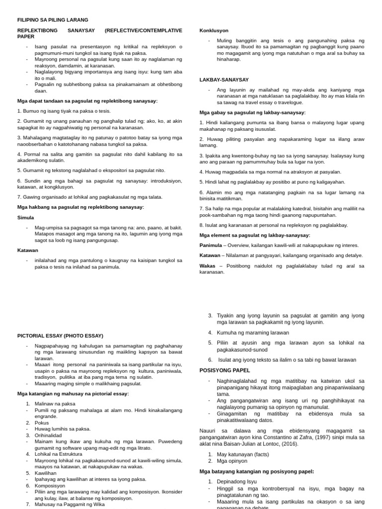 Filipino Sa Piling Larang Reviewer | PDF