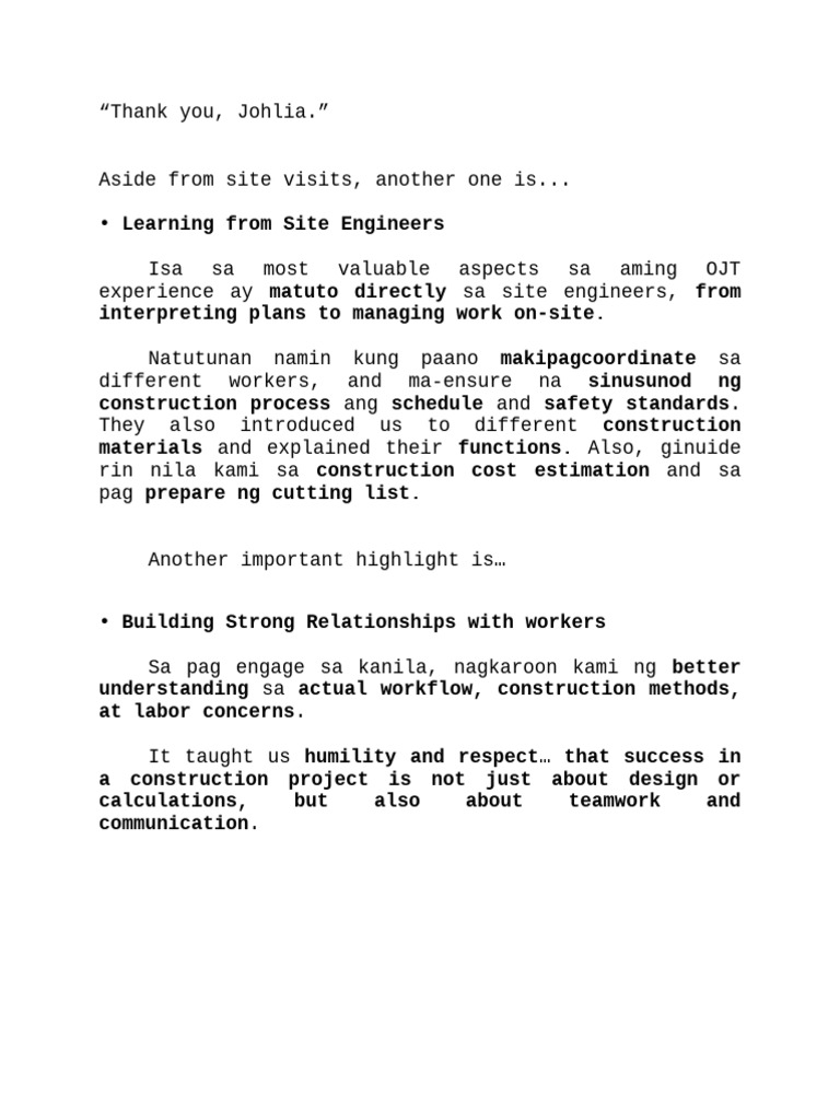 Script Ojt Final | PDF