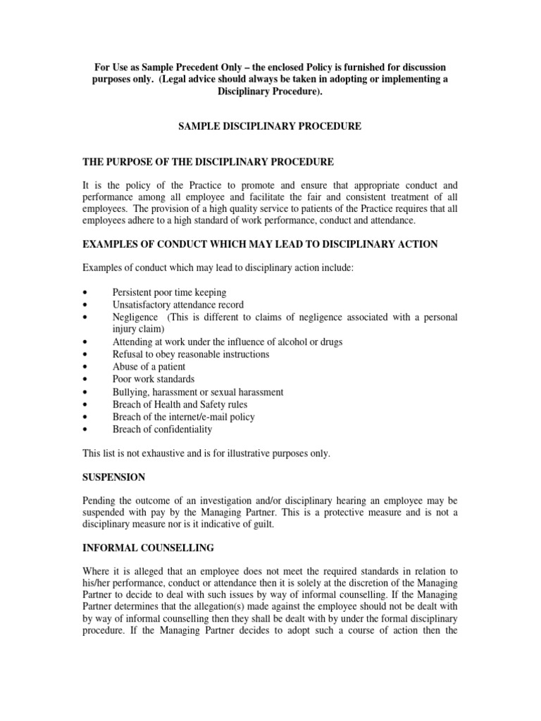 Sample-Disciplinary-Procedure Notes | PDF | Witness | Confidentiality