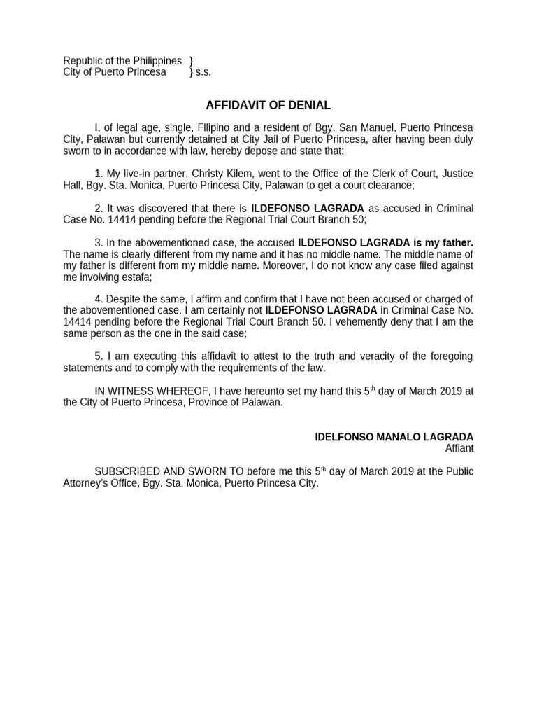 Affidavit of Denial | PDF