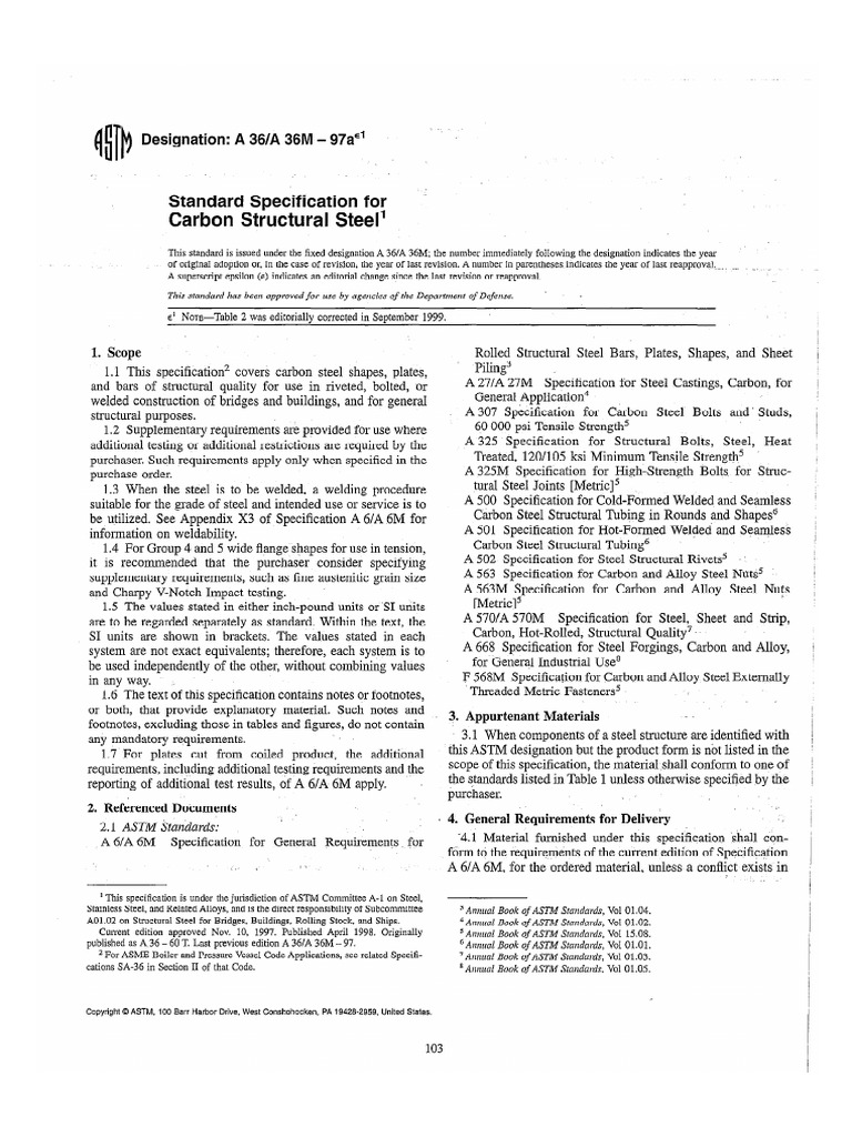 Astm A36 - 1997 | PDF
