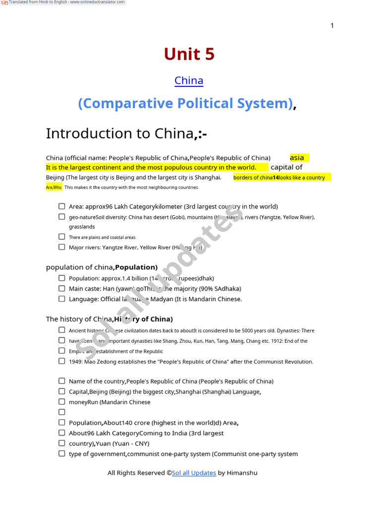 China’s Political System Overview | PDF | China | World Politics
