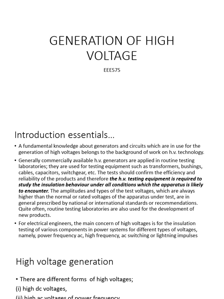 Generation of High Voltage 575 | PDF | Rectifier | Transformer
