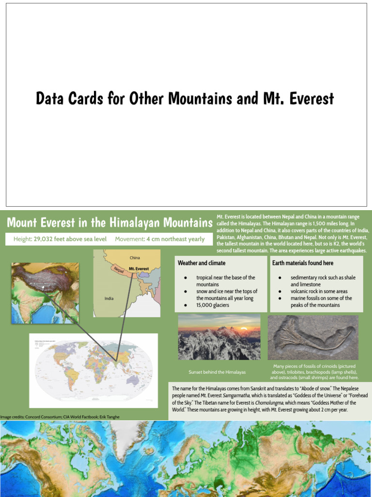 Lesson 1 Mountain Cards Print 1 Per Student | PDF | Mountains | Himalayas