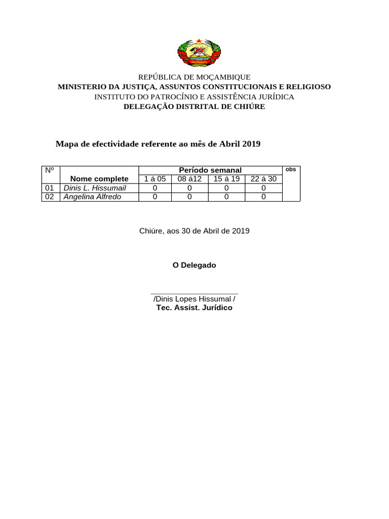 Efectividade Abril 2019 | PDF