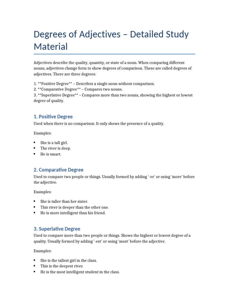 Understanding Degrees of Adjectives | PDF | Adjective | Linguistic Typology