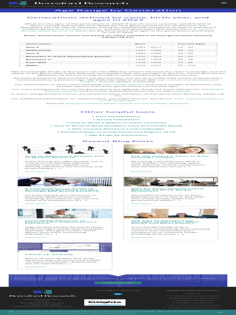Generational Age Ranges for 2024 | PDF | Marketing Research | Sampling ...
