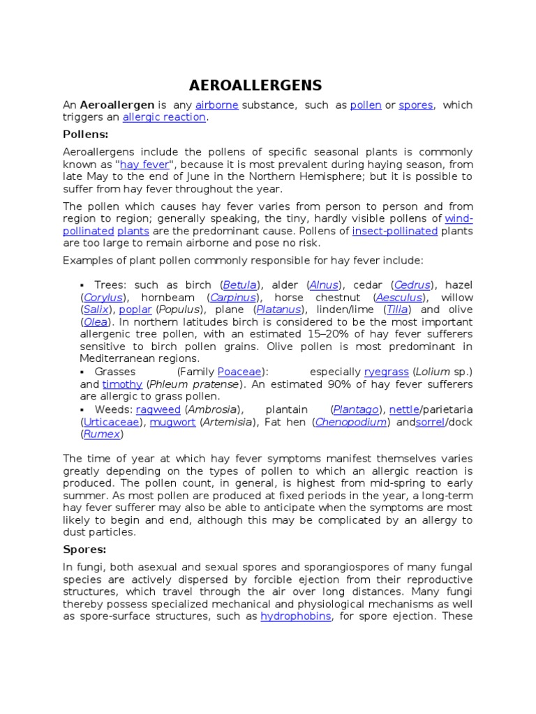 AEROALLERGENS | PDF | Allergology | Medical Specialties