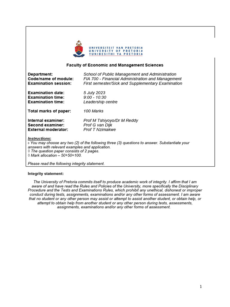 2023 FIA 700 SickSupplExam Paper | PDF | Procurement | Supply Chain ...