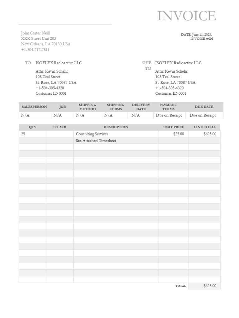 Carter Neill May & June Invoice | PDF