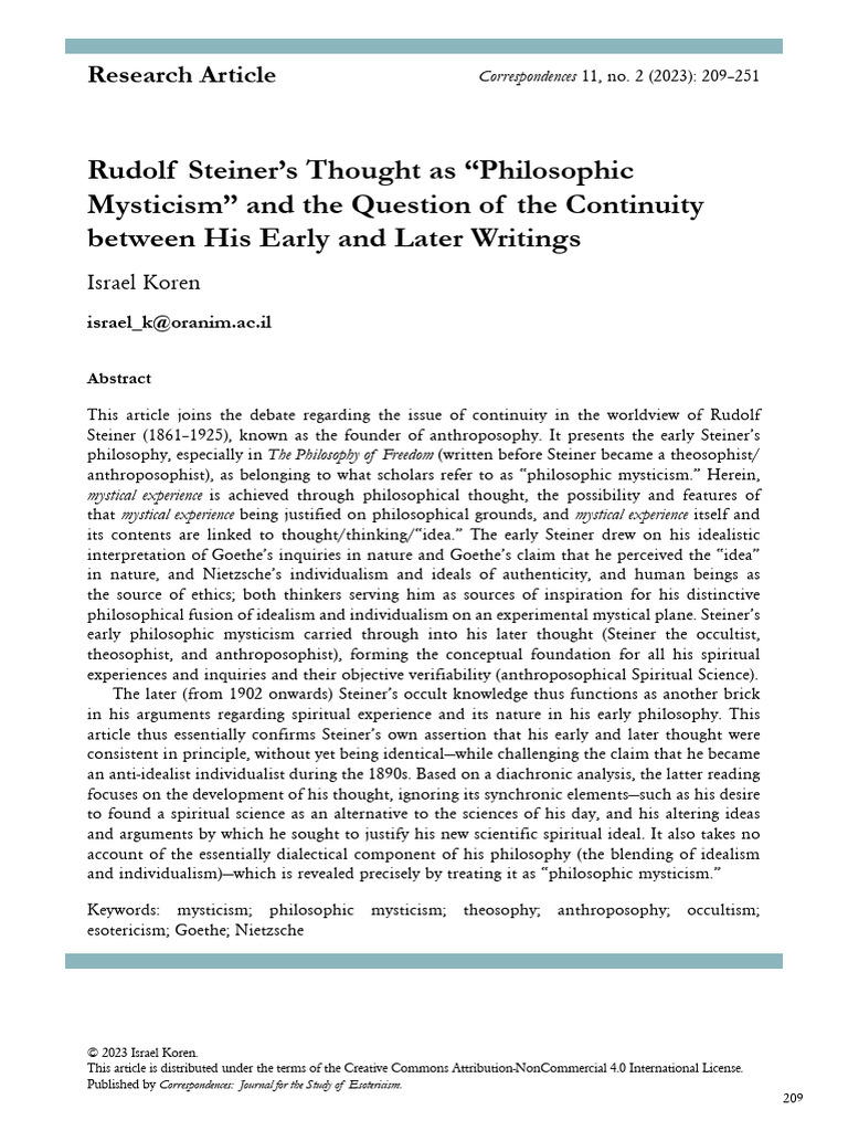 Steiner's Philosophic Mysticism Explained | PDF | Rudolf Steiner ...