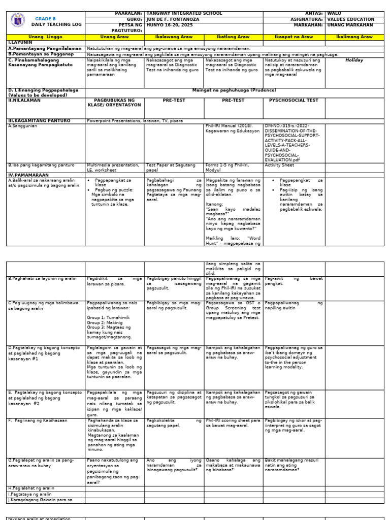 Quarter 1 DLL 25-26 (Hunyo 16-20) | PDF